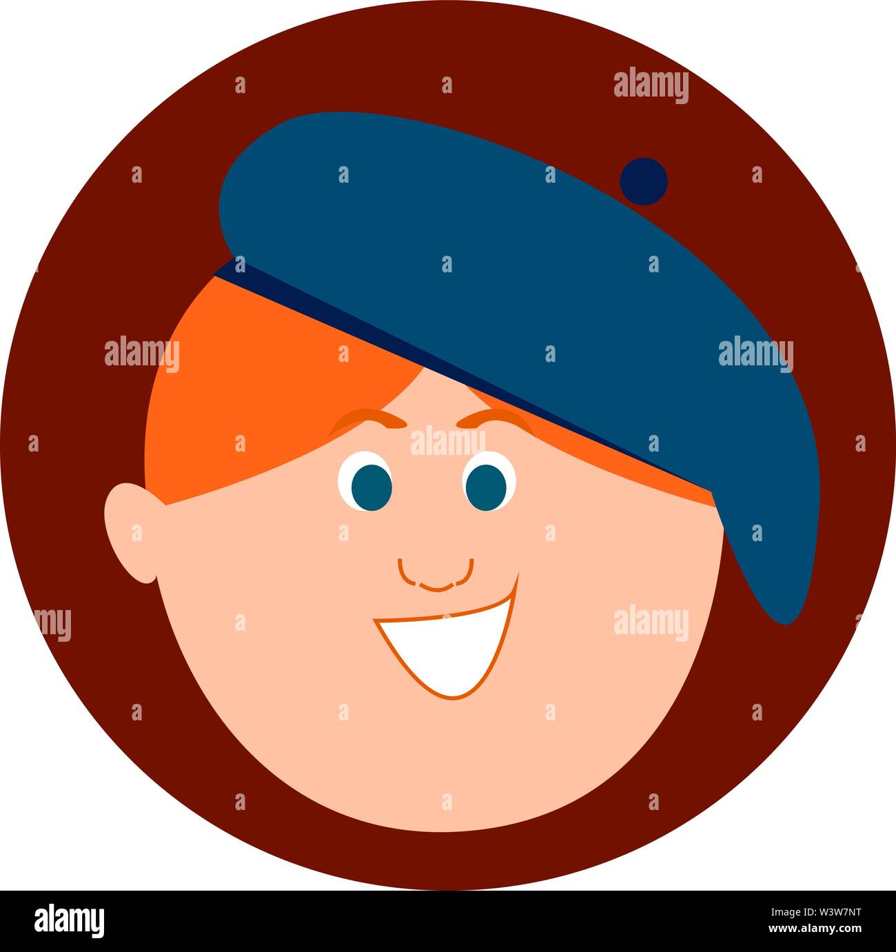 Man with blue beret, illustration, vector on white background Stock ...
