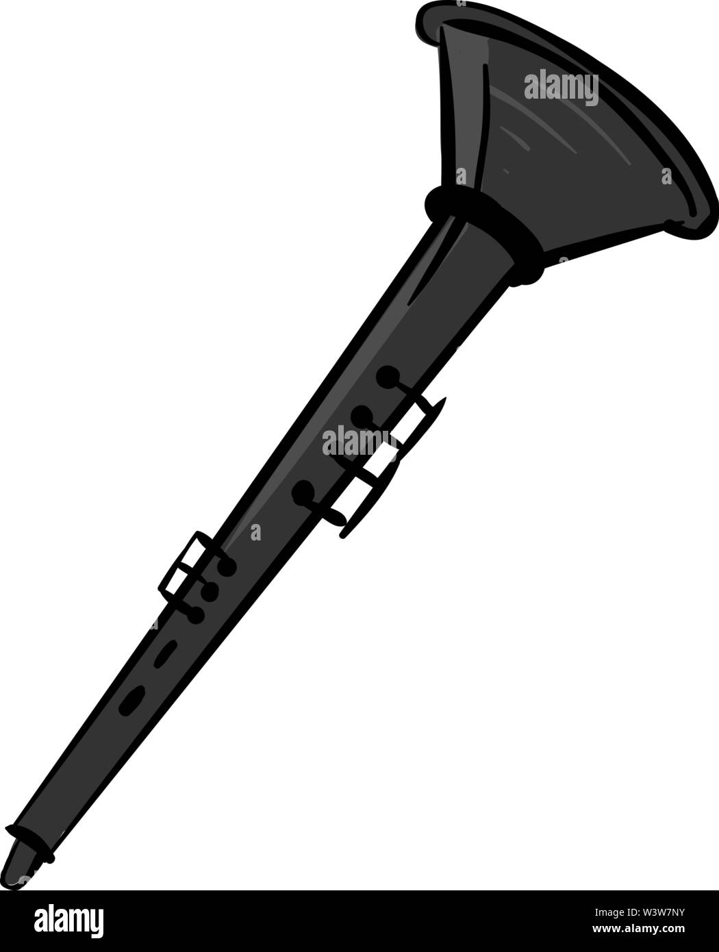 Black clarinet, illustration, vector on white background Stock Vector ...