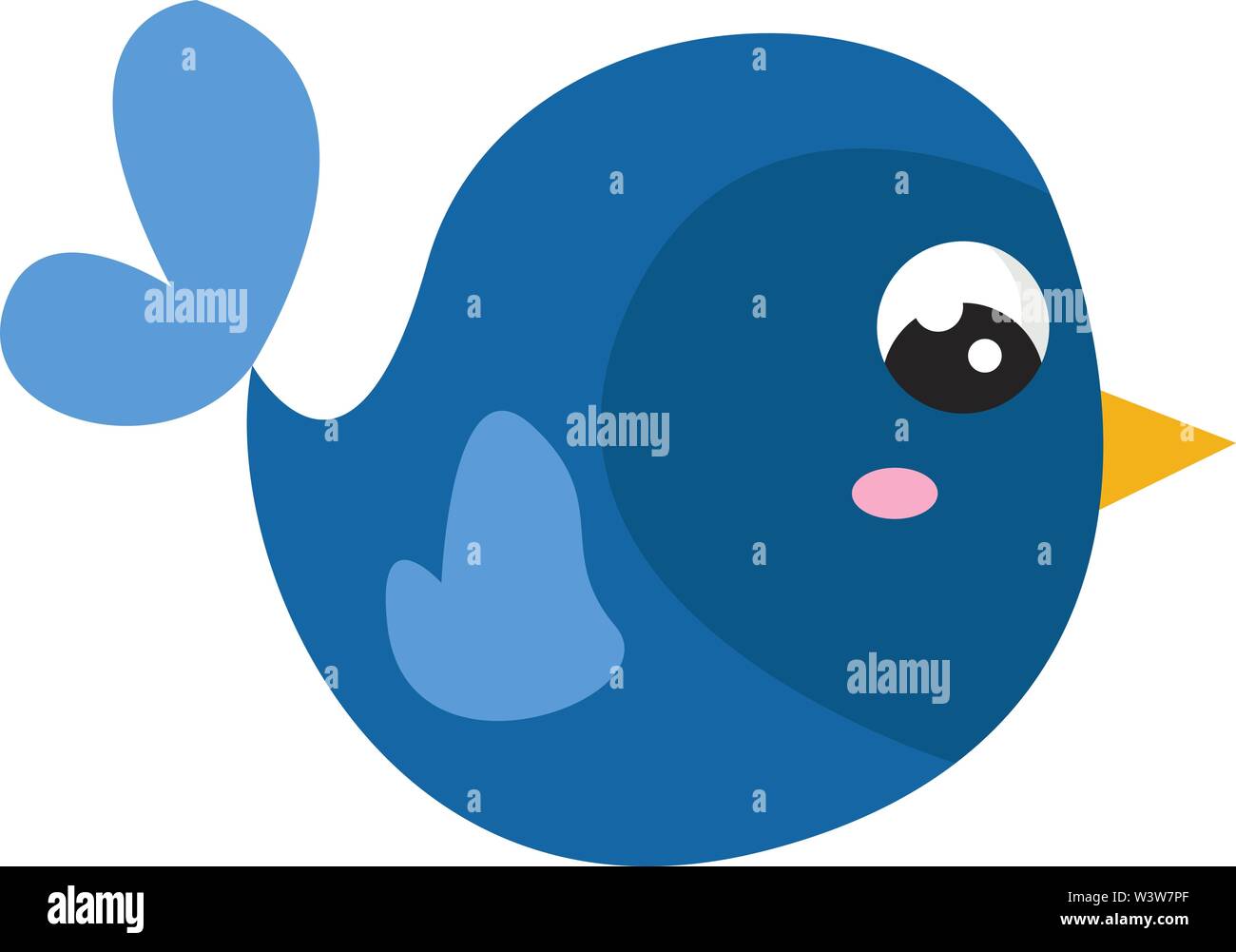 Blue cute bird, illustration, vector on white background Stock Vector ...