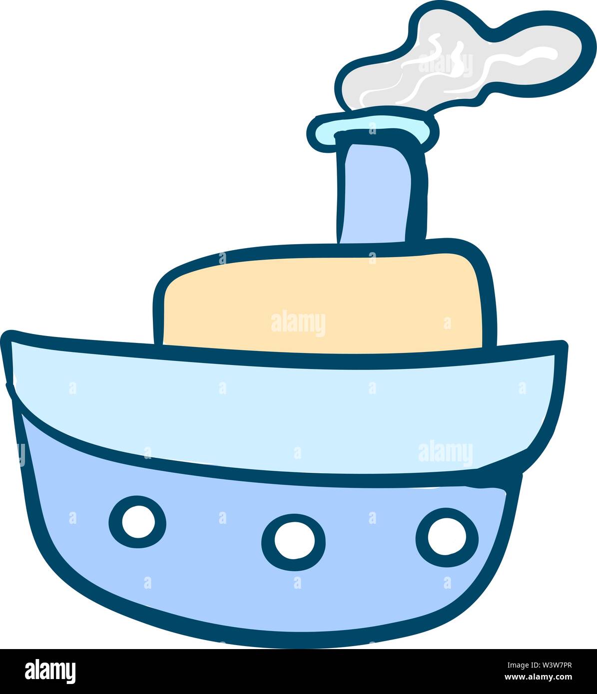 Blue ship on sea, illustration, vector on white background Stock Vector ...