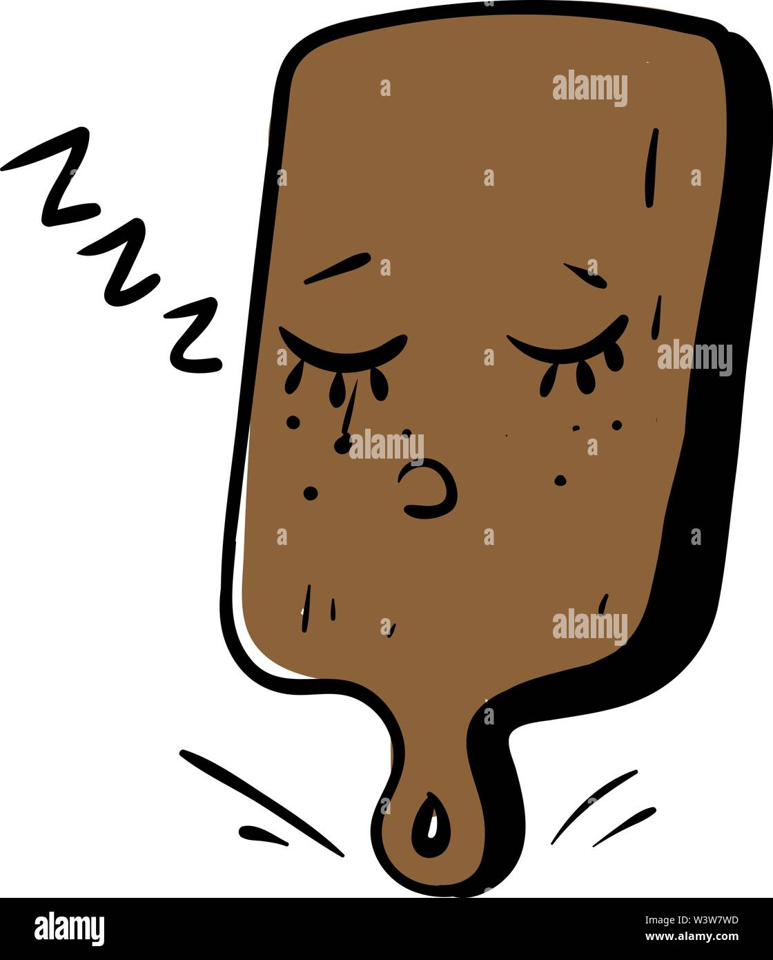 Sleepy kitchen board, illustration, vector on white background Stock ...