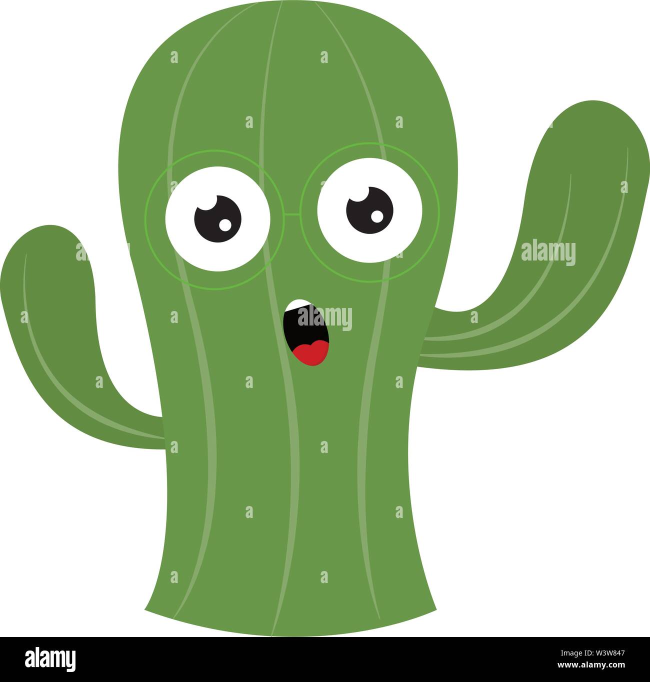 Shocked cactus, illustration, vector on white background Stock Vector ...