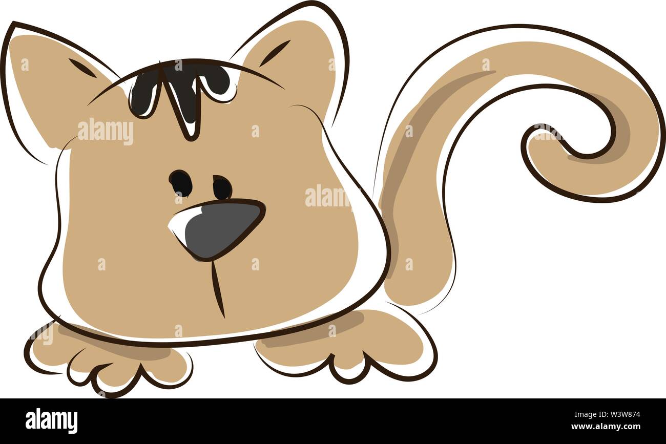 Brown cat, illustration, vector on white background Stock Vector Image ...