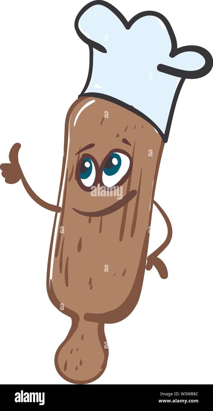 Cute rolling pin, illustration, vector on white background Stock Vector ...