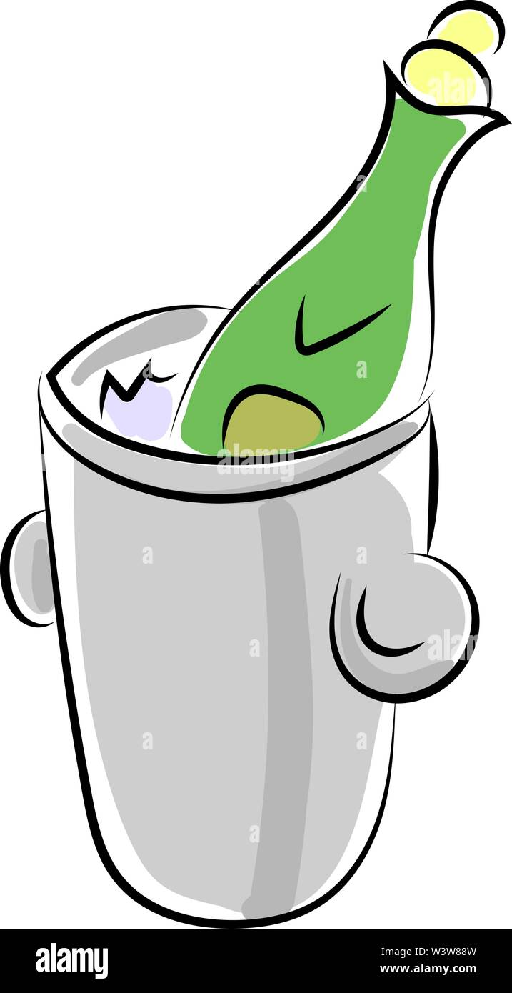 Bottle champagne on ice Stock Vector Images - Alamy