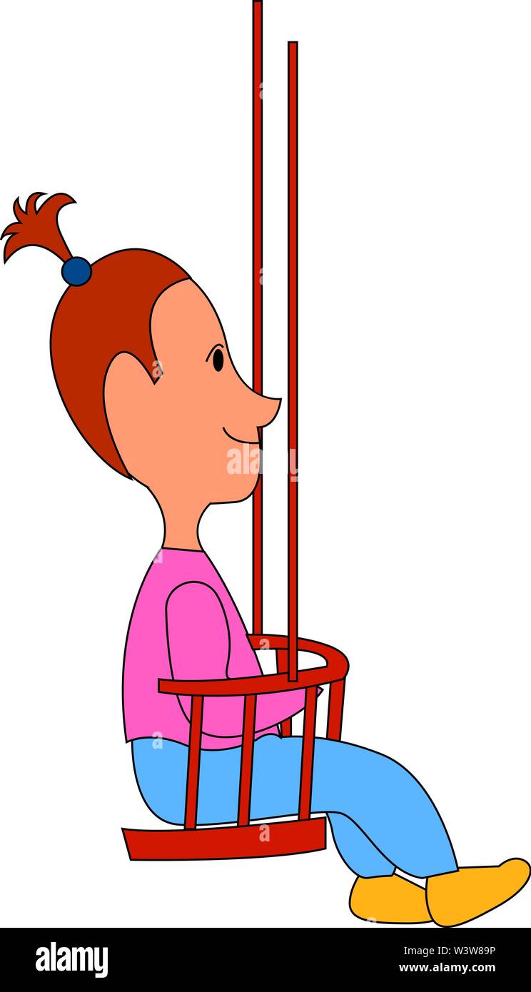 Childrens swing, illustration, vector on white background Stock Vector ...