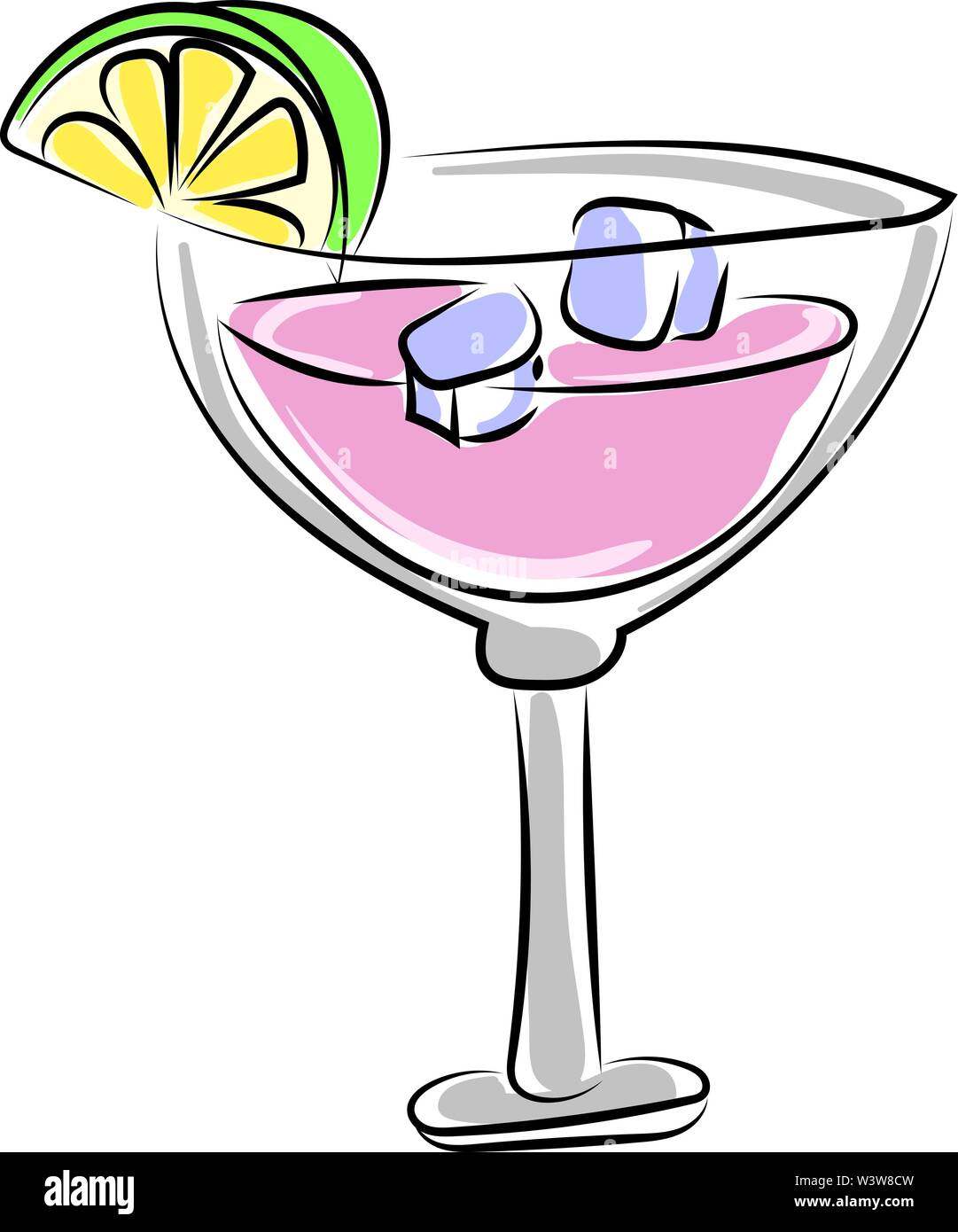 Cocktail with ice, illustration, vector on white background Stock ...