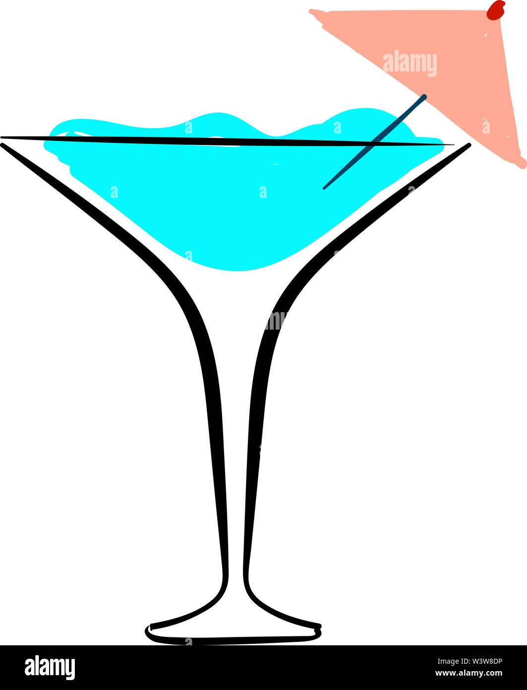 Blue cocktail, illustration, vector on white background Stock Vector ...
