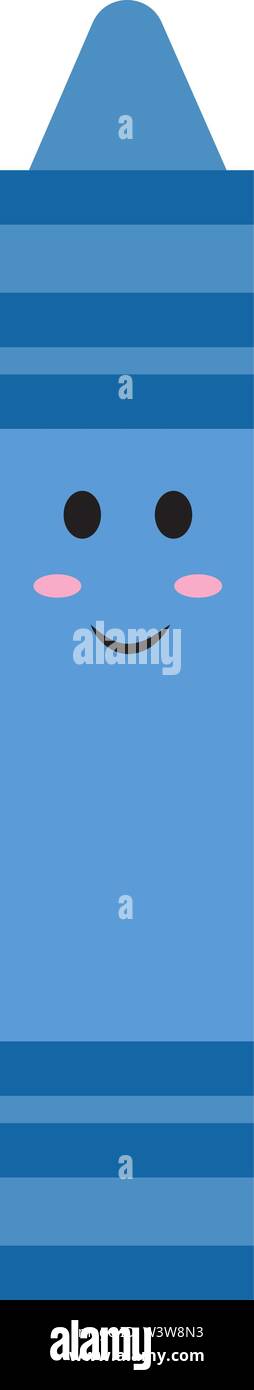 Cute blue crayon, illustration, vector on white background Stock Vector ...