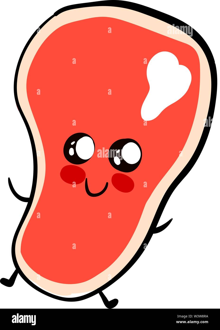 Cute meat with eyes, illustration, vector on white background Stock ...