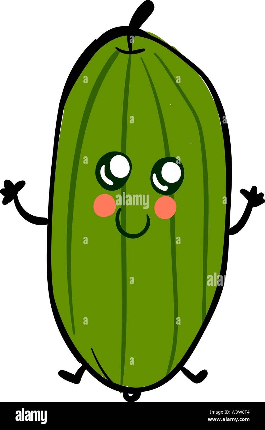 Cute cucmber with eyes, illustration, vector on white background Stock ...