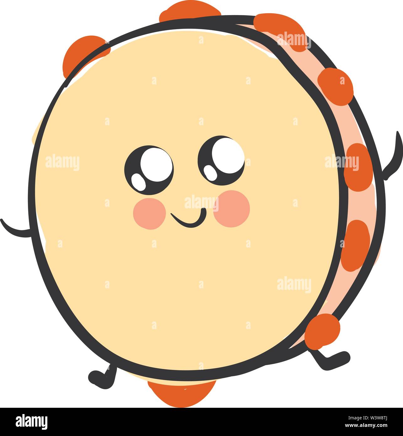 Cute tambourine, illustration, vector on white background Stock Vector ...