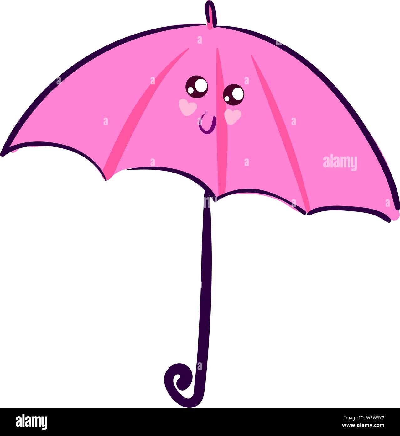 Pink cute umbrella, illustration, vector on white background Stock ...