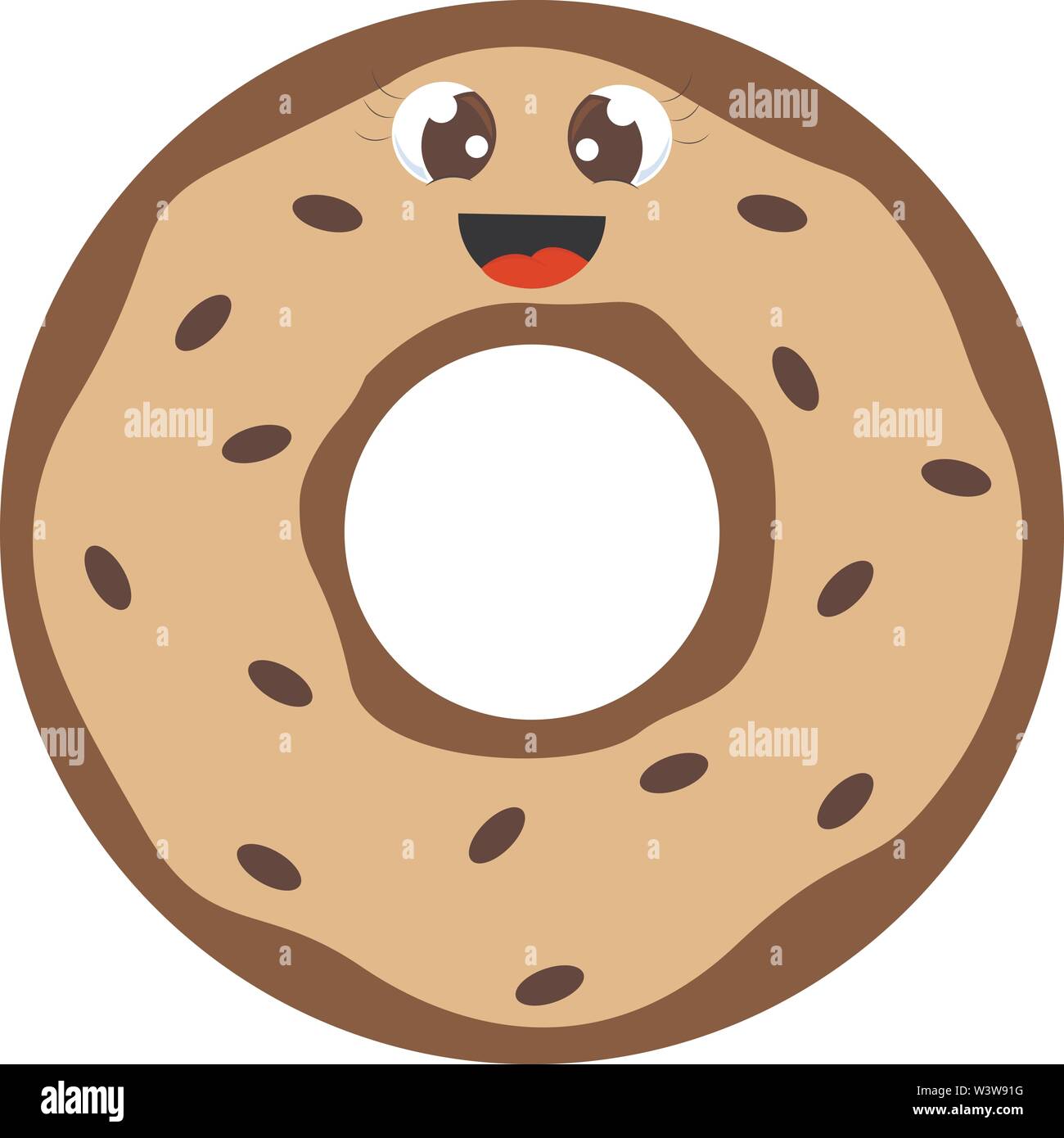 Cute donut with eyes, illustration, vector on white background Stock ...