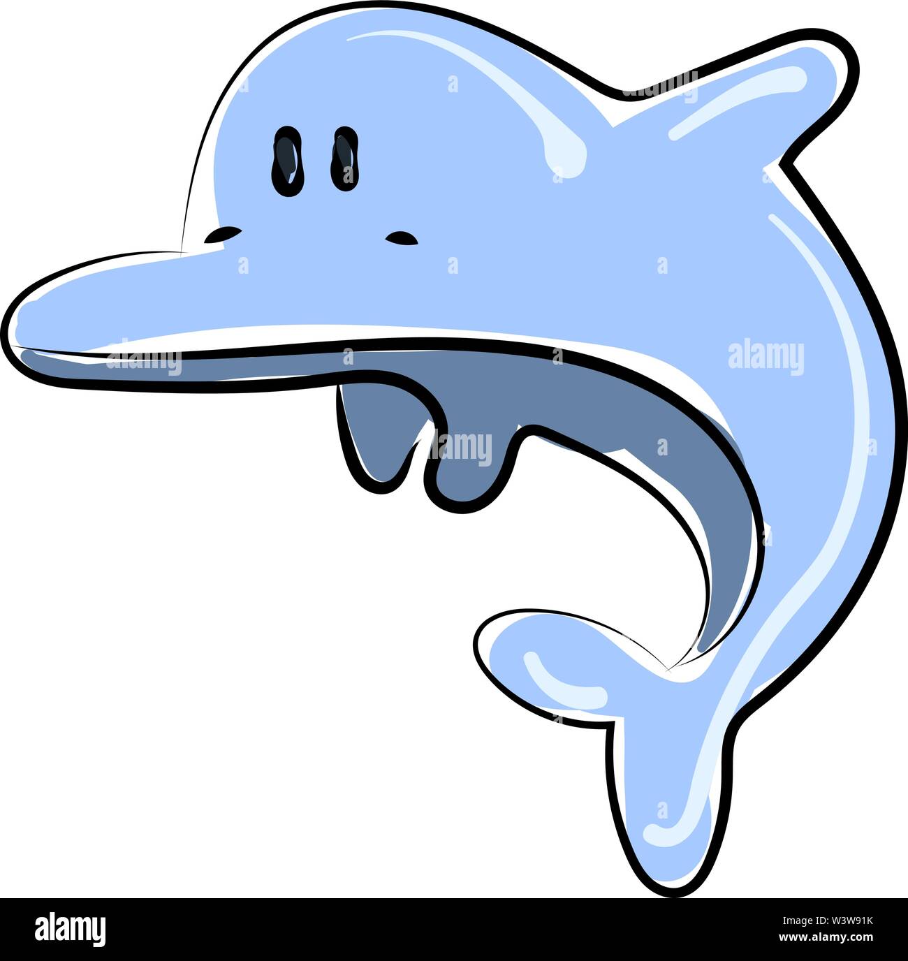 Cute dolphin, illustration, vector on white background Stock Vector ...