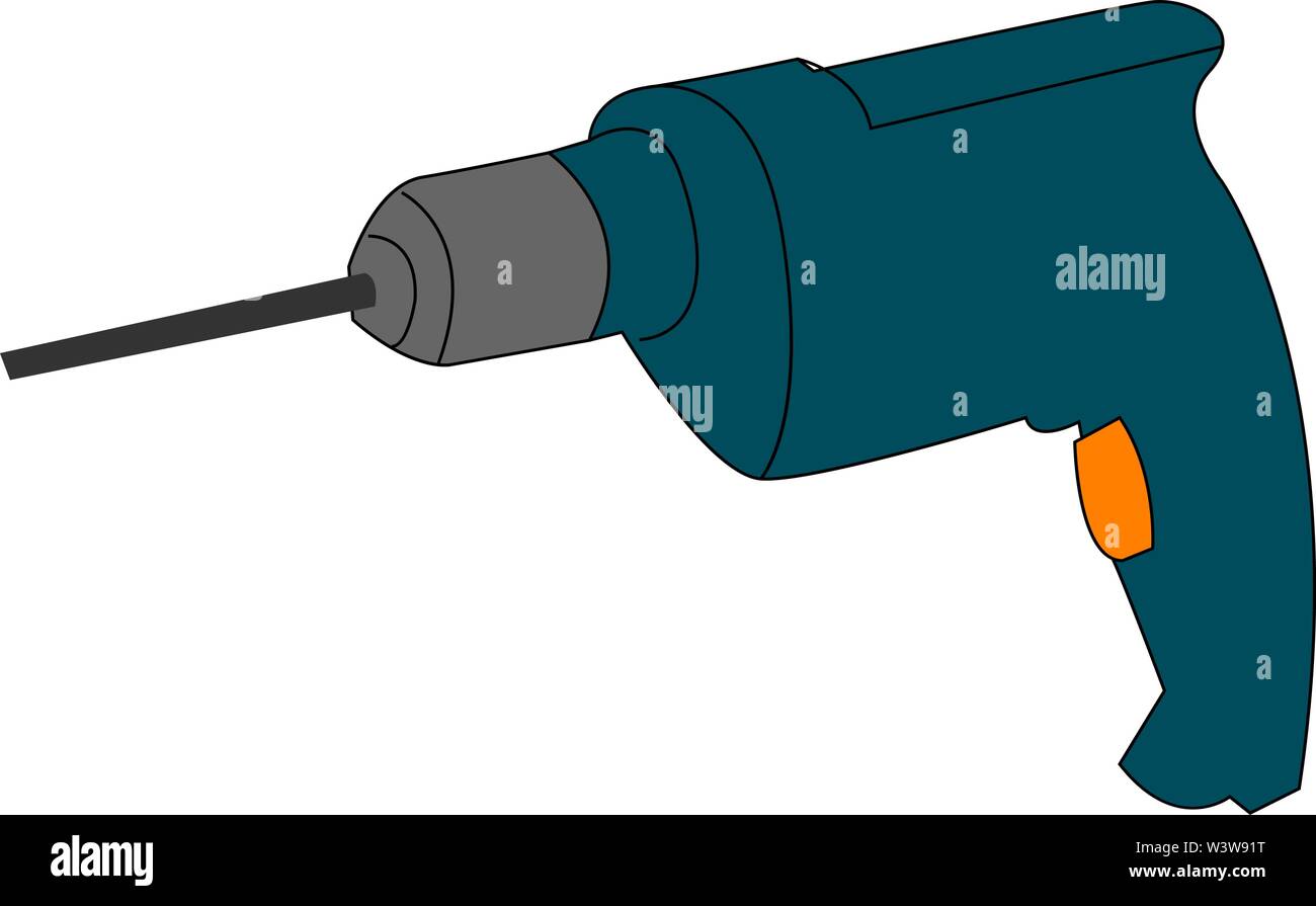 Blue drill, illustration, vector on white background Stock Vector Image ...