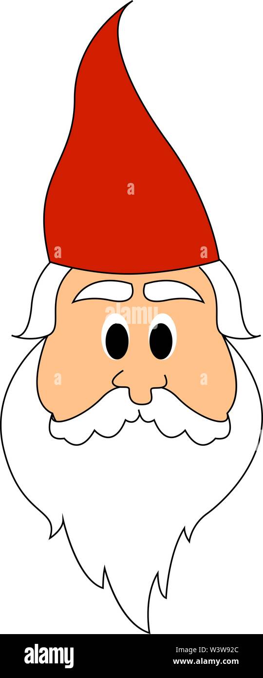 Little dwarf with red hat, illustration, vector on white background ...