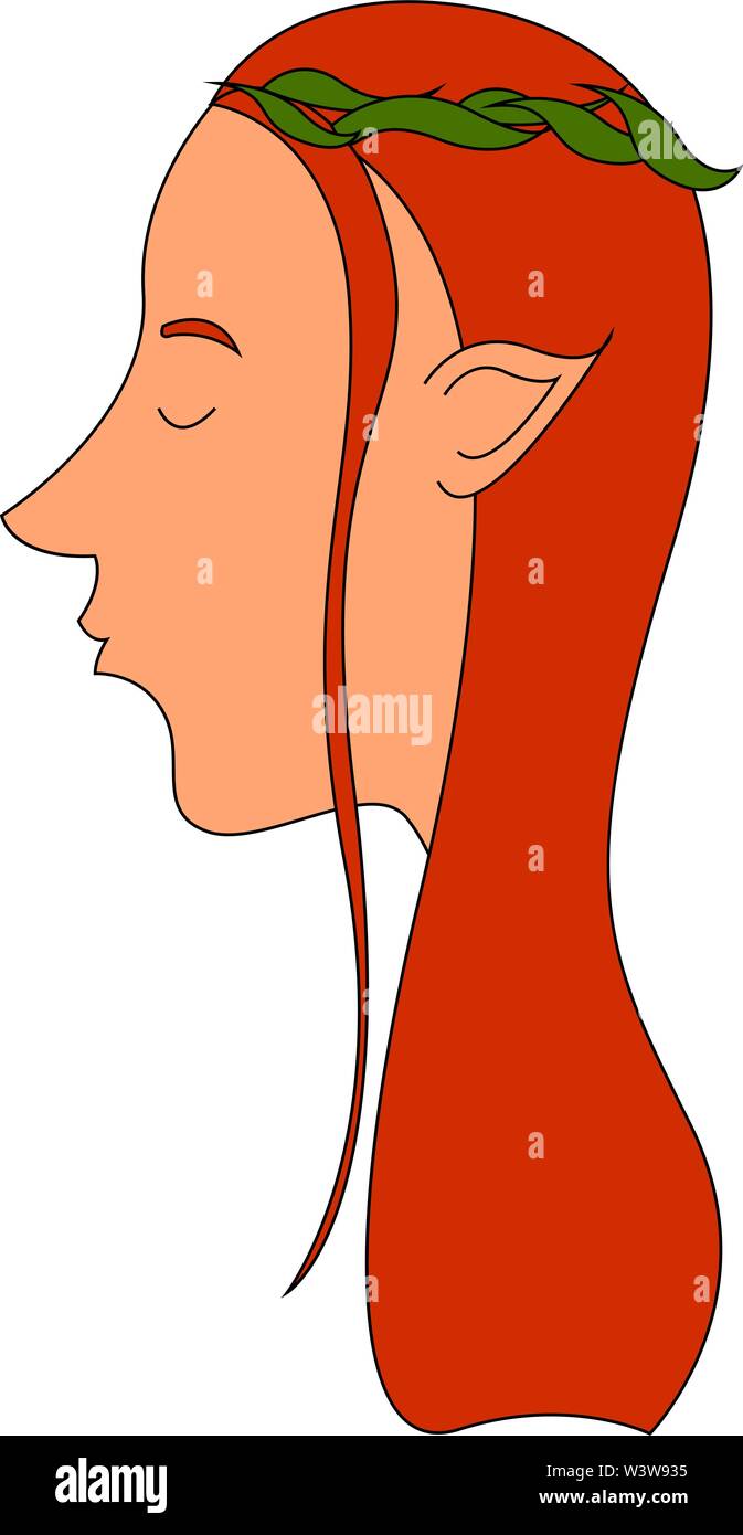Elf with red hair, illustration, vector on white background Stock ...