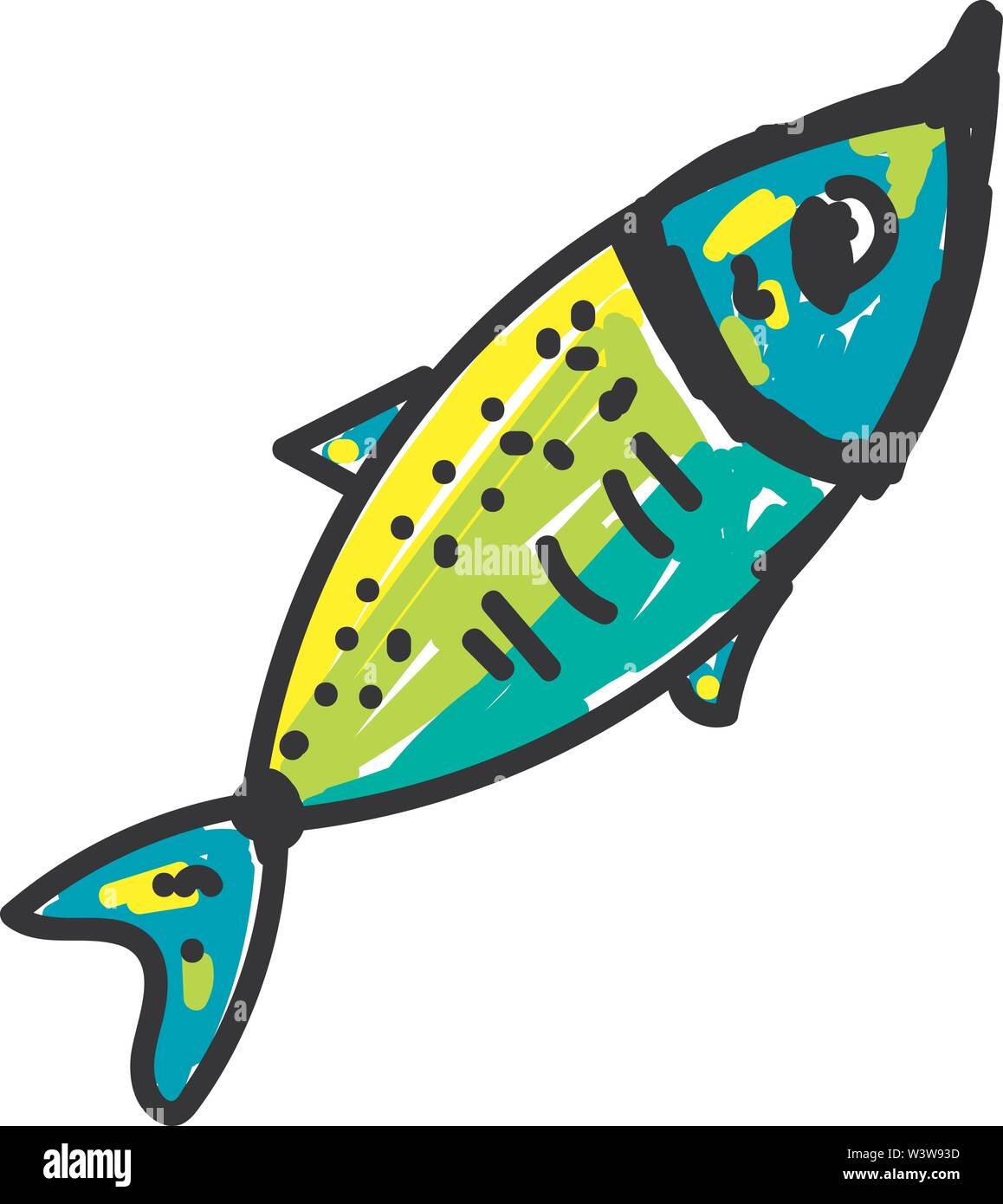 Blue green fish cartoon illustration Cut Out Stock Images & Pictures ...