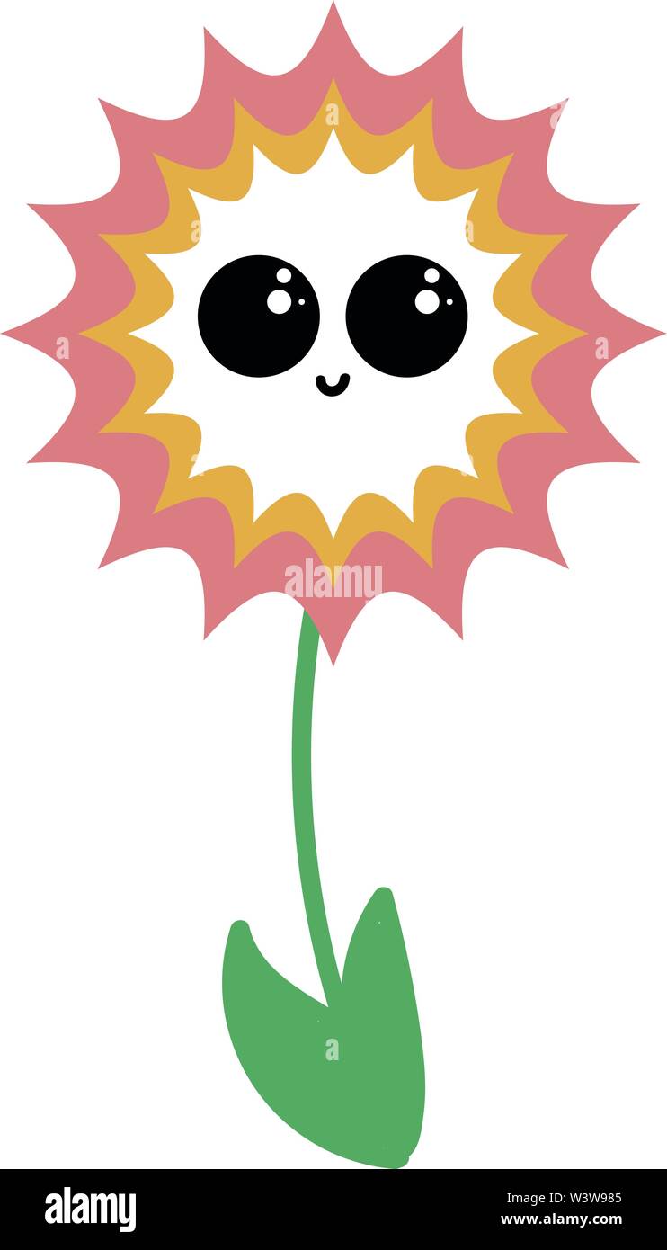 Flower with cute eyes, illustration, vector on white background Stock ...