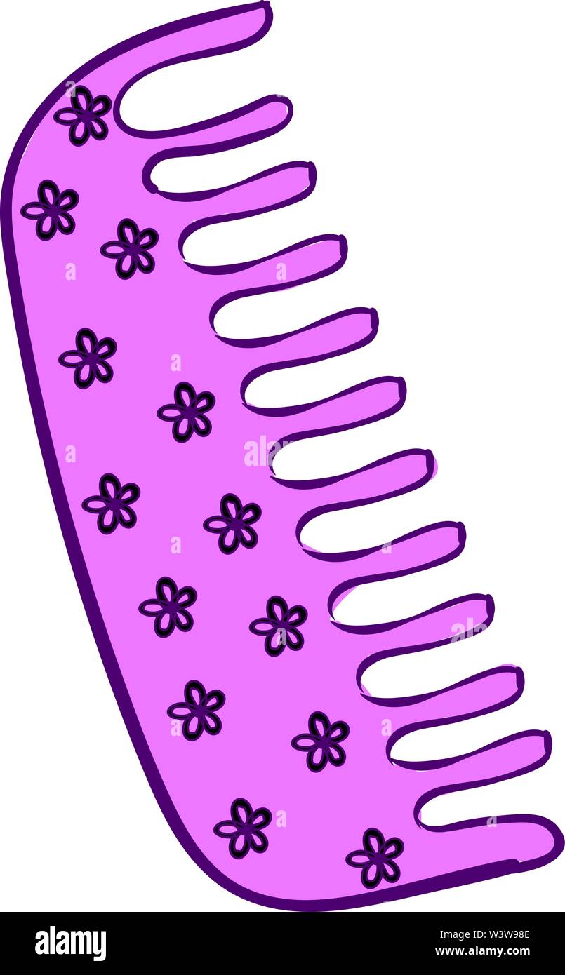 Pink hair comb, illustration, vector on white background Stock Vector ...