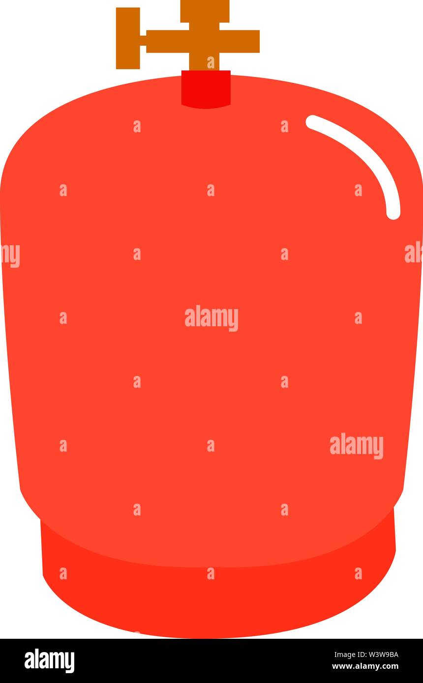 Red gas bottle, illustration, vector on white background Stock Vector ...