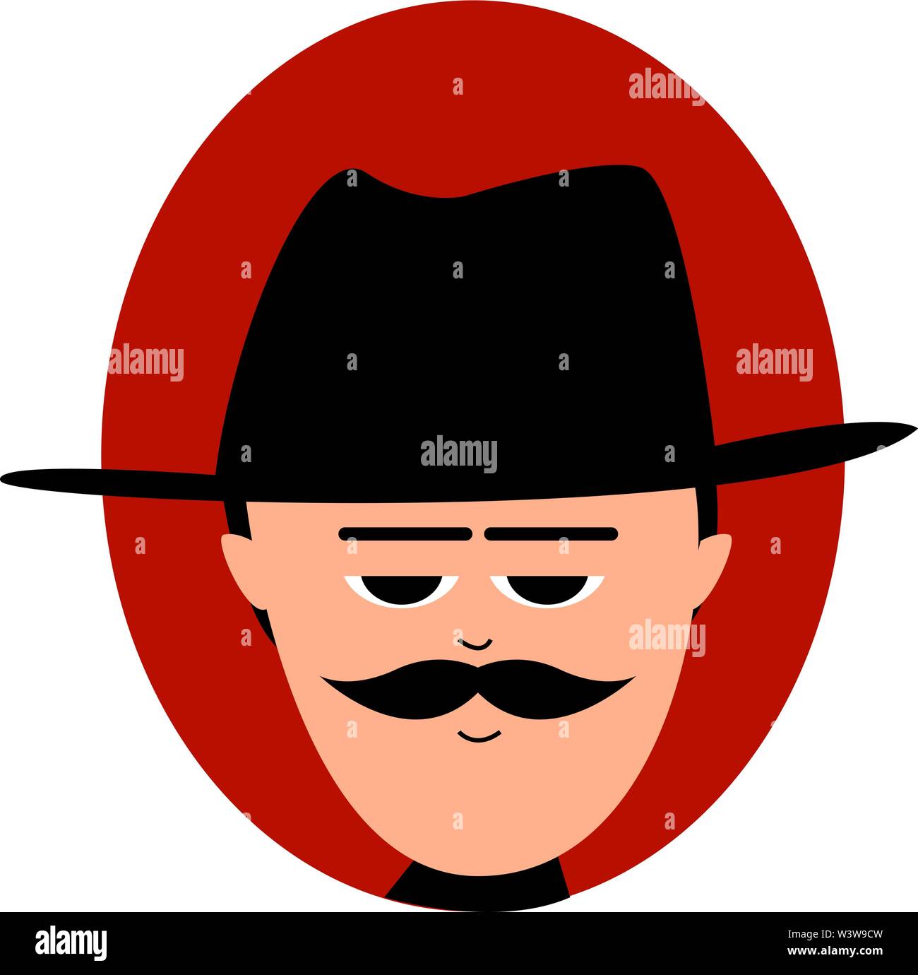 Man with black hat, illustration, vector on white background Stock ...