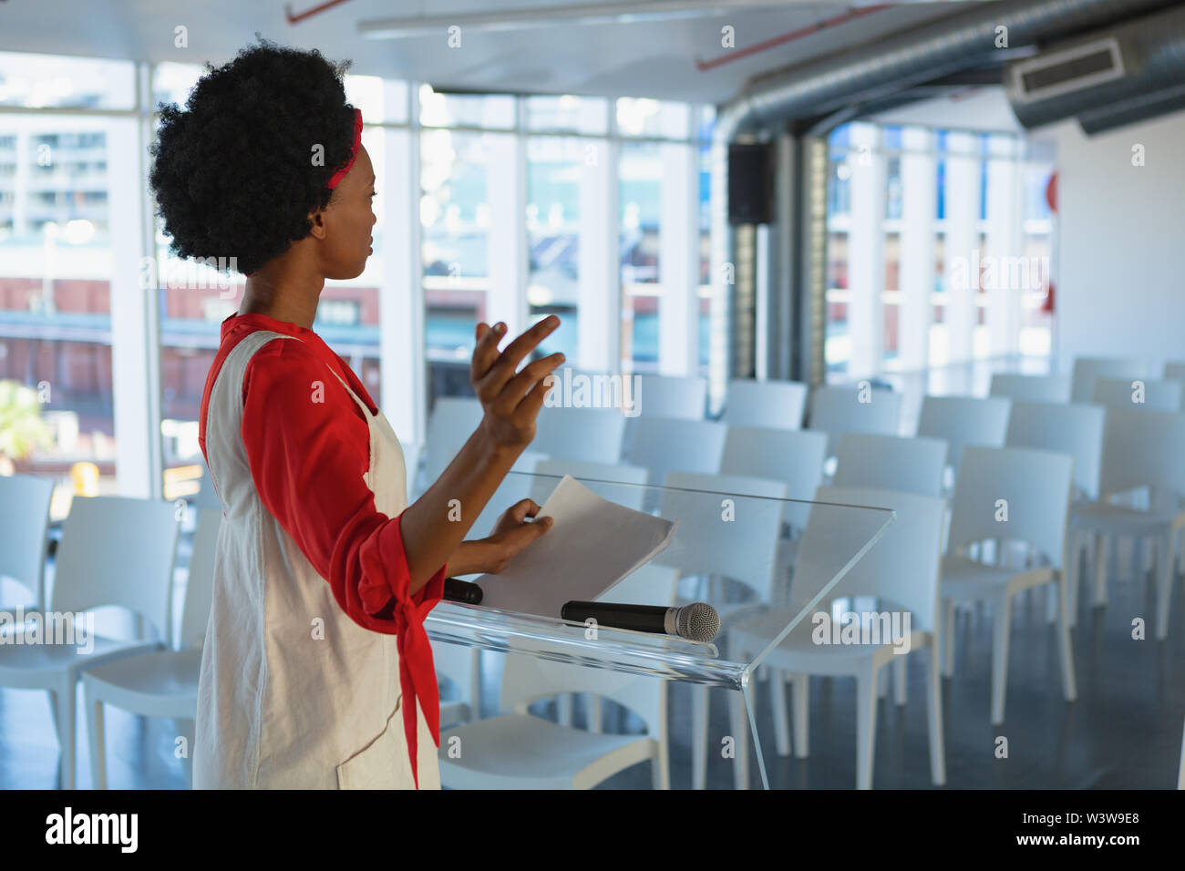 Female executive practicing her speech in the conference room Stock ...