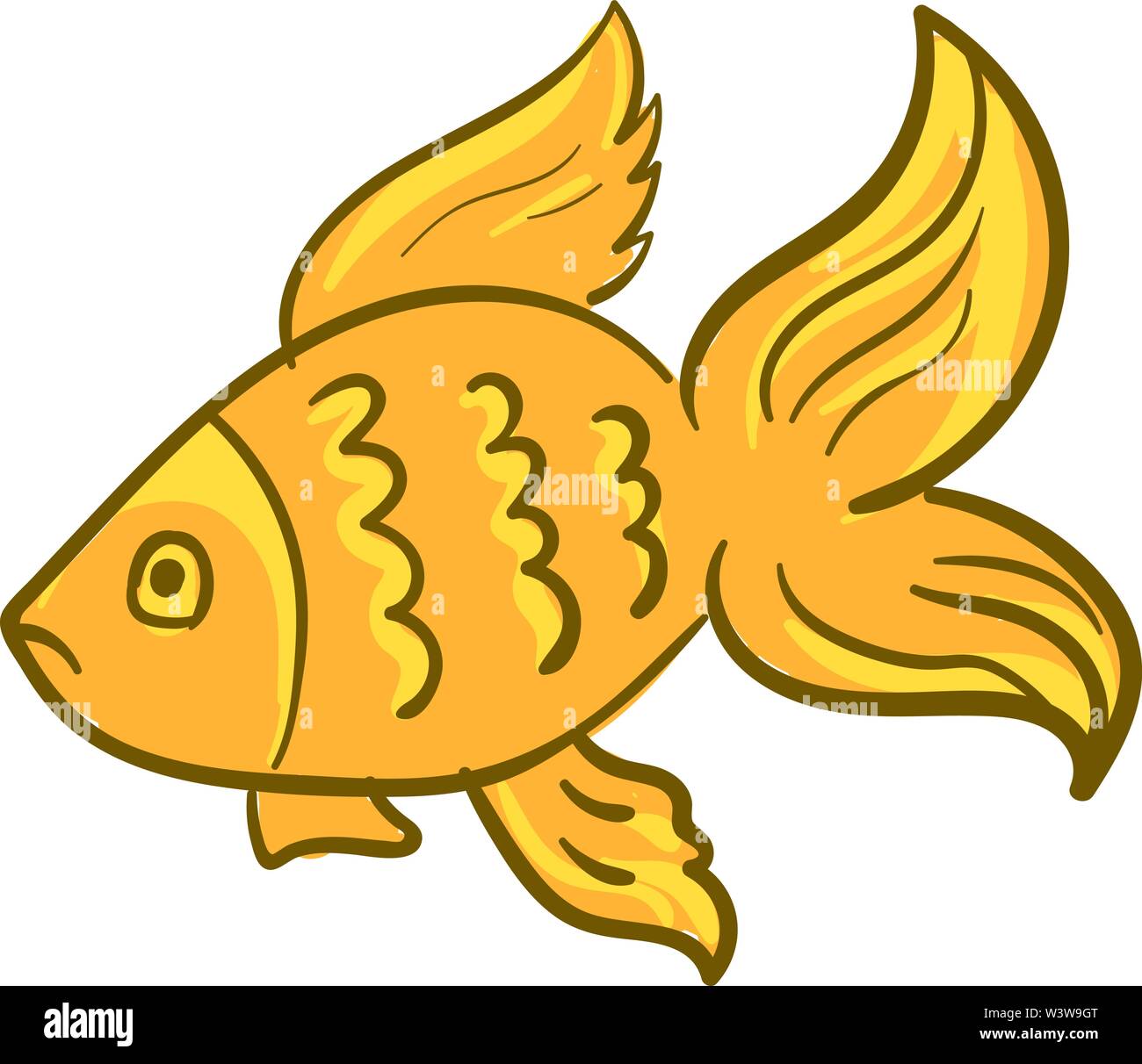 Gold fish, illustration, vector on white background Stock Vector Image ...