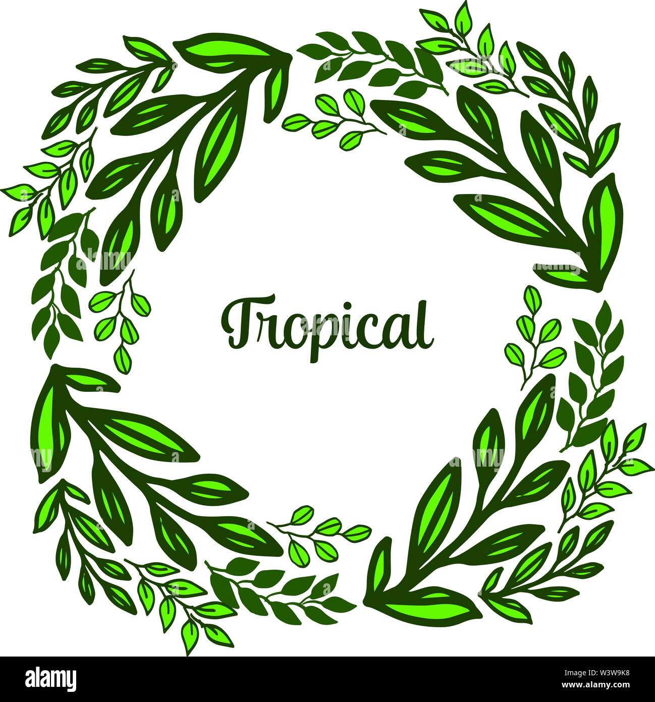 Green leaves frame abstract for lettering tropical. Vector illustration ...