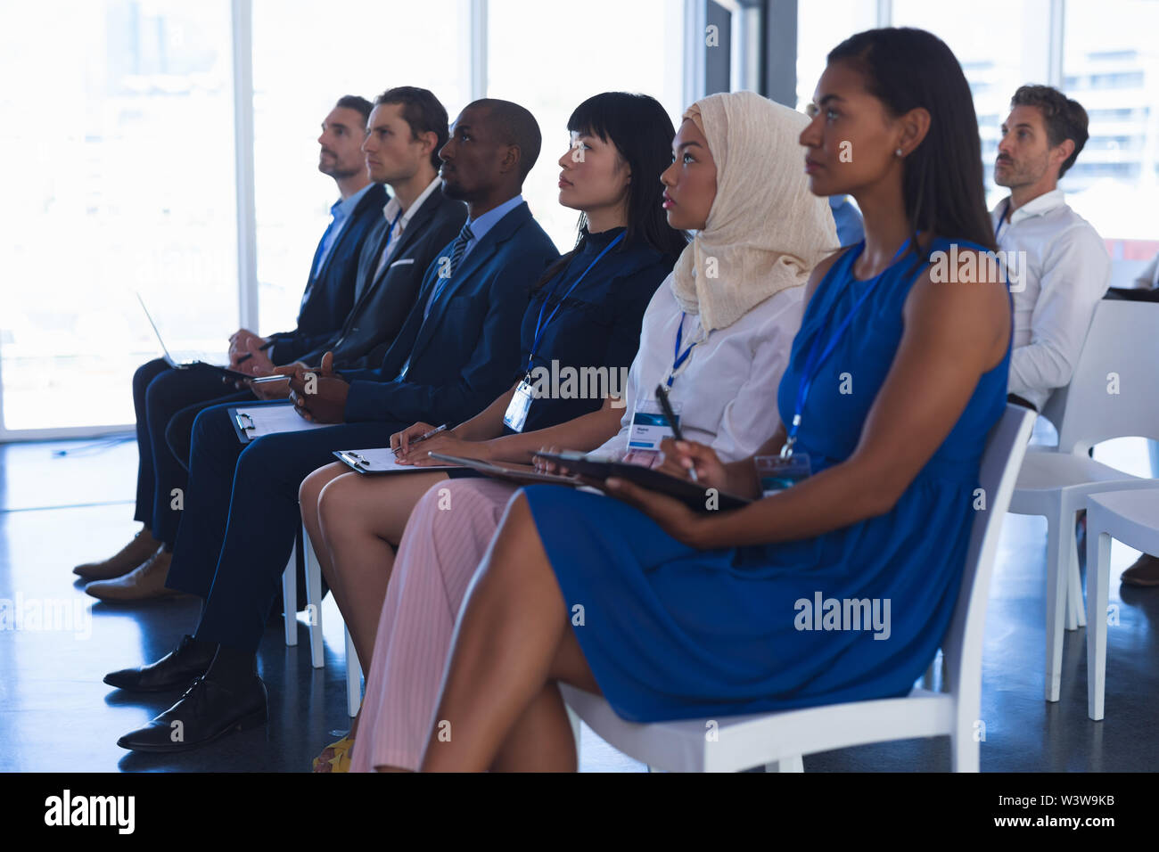 Business people attending business seminar in conference meeting Stock ...