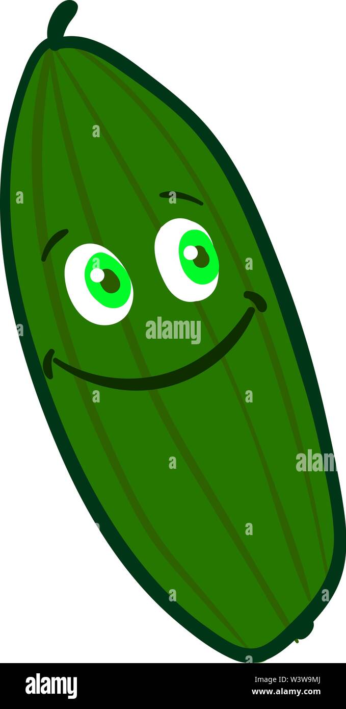 Happy cucumber, illustration, vector on white background Stock Vector ...