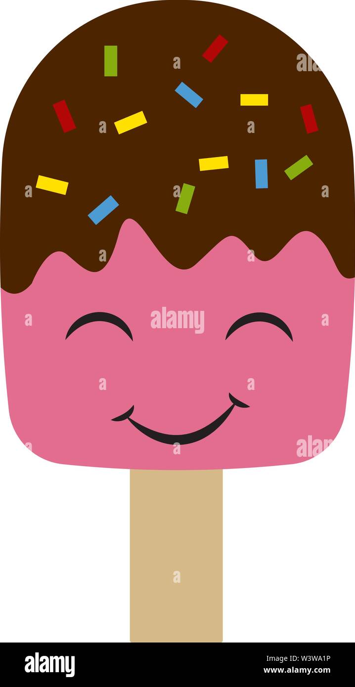 Happy ice cream, illustration, vector on white background Stock Vector ...