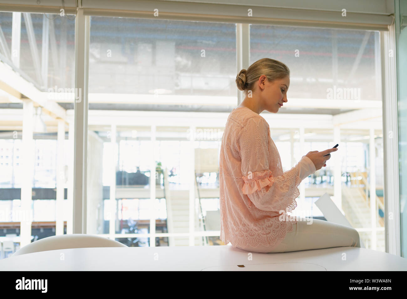 Businesswoman using mobile phone in the conference room at office Stock ...