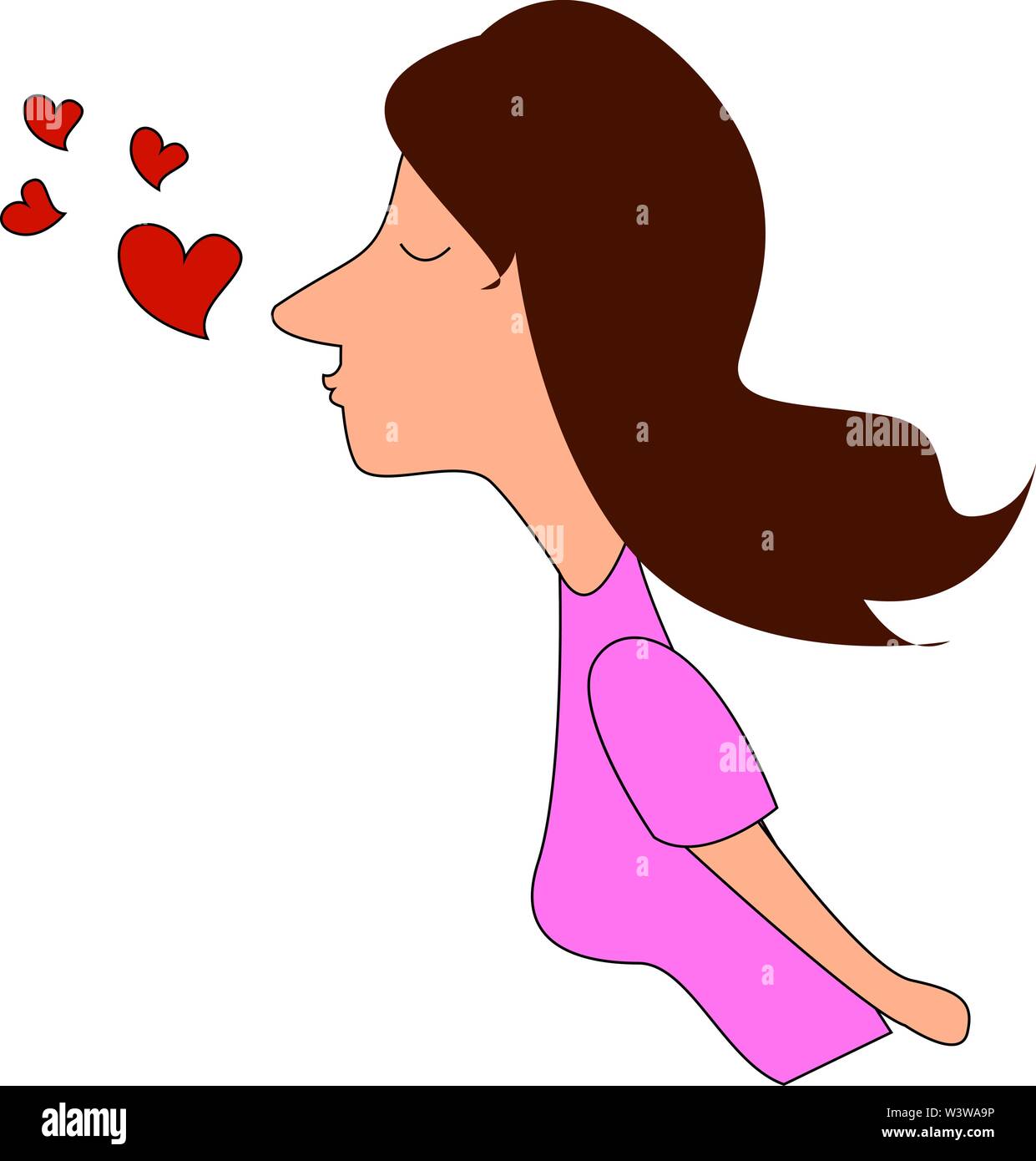 Girl sending kiss, illustration, vector on white background Stock ...