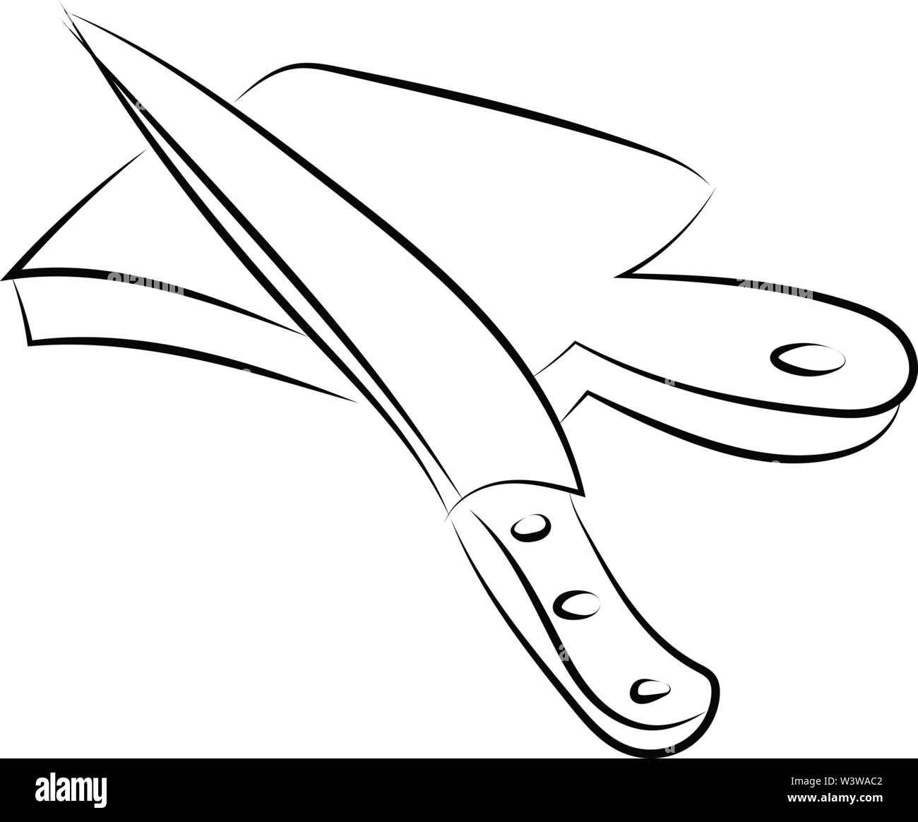 Knife drawing, illustration, vector on white background Stock Vector ...
