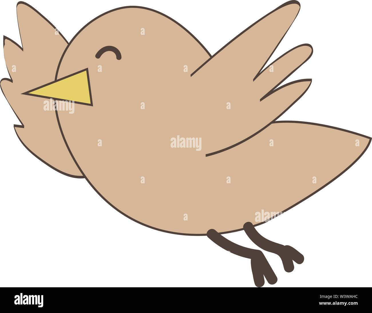 Happy little bird, illustration, vector on white background Stock ...