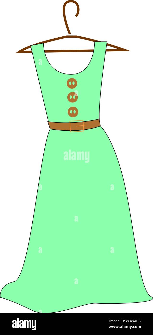 Green dress, illustration, vector on white background Stock Vector ...