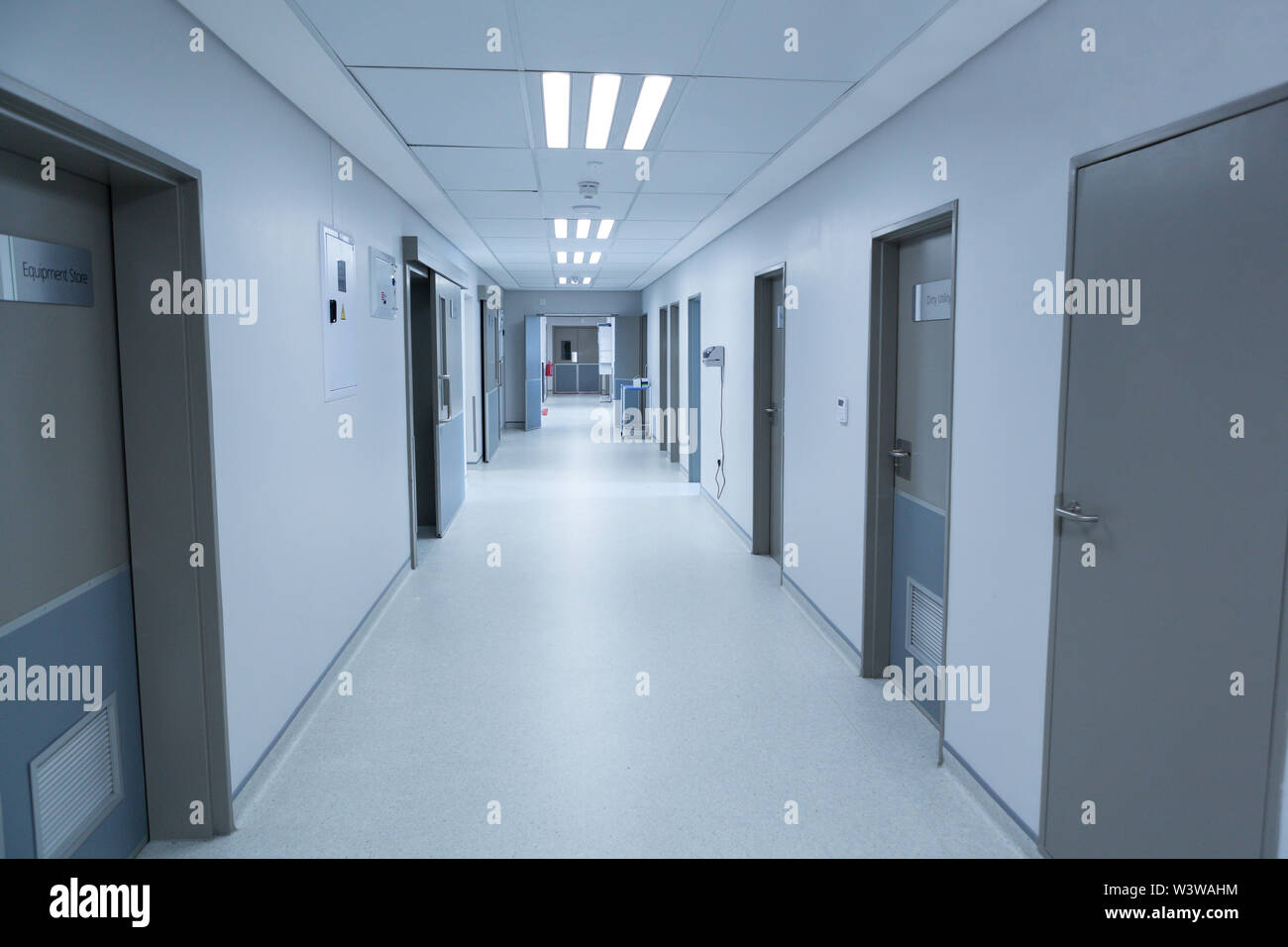 Modern white corridor of hospital Stock Photo - Alamy