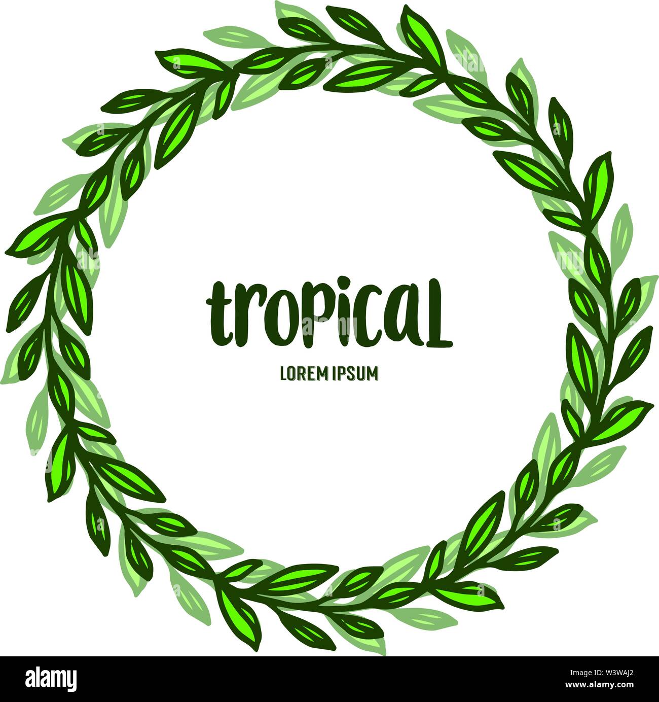 Decoration green leaves frame, banner of summer tropical. Vector ...