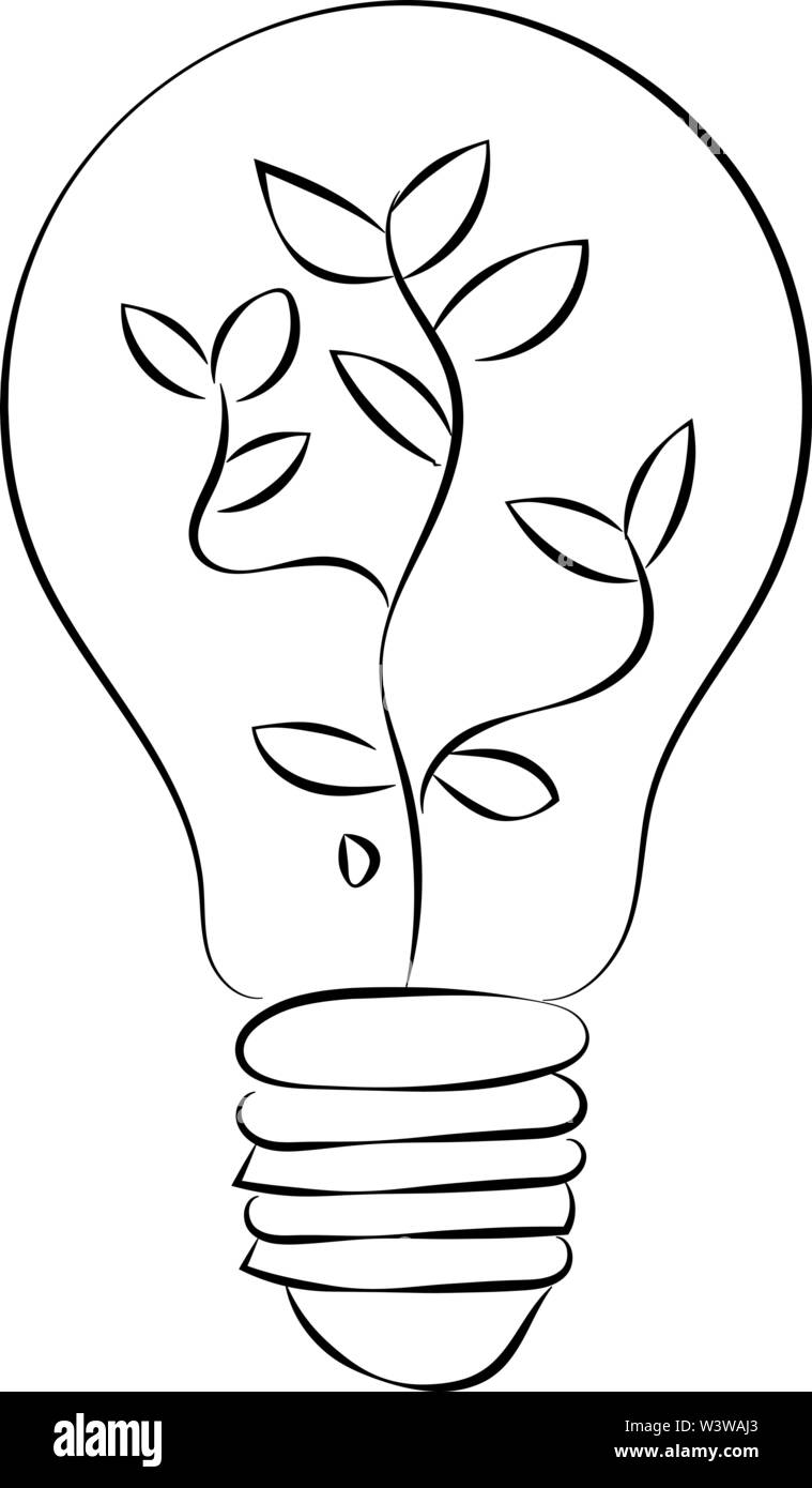 Lighting bulb drawing, illustration, vector on white background Stock ...