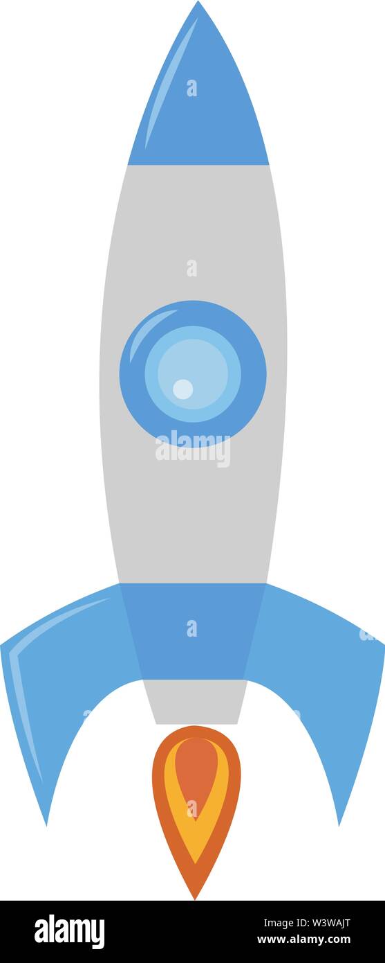 Blue rocket, illustration, vector on white background Stock Vector ...