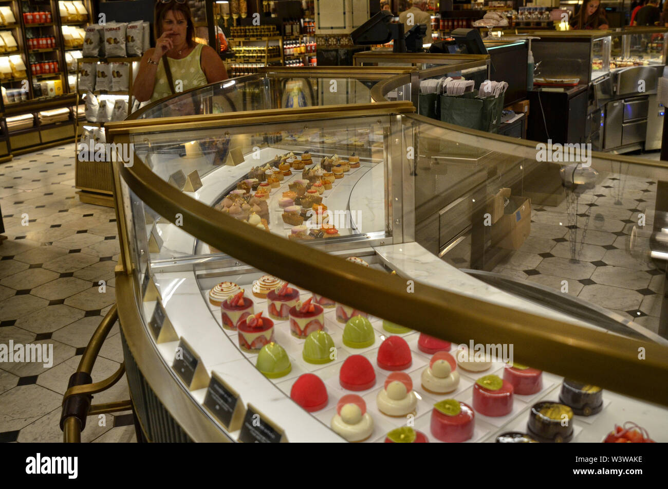 London, United Kingdom, June 2018. At Harrods warehouses, tempting ...