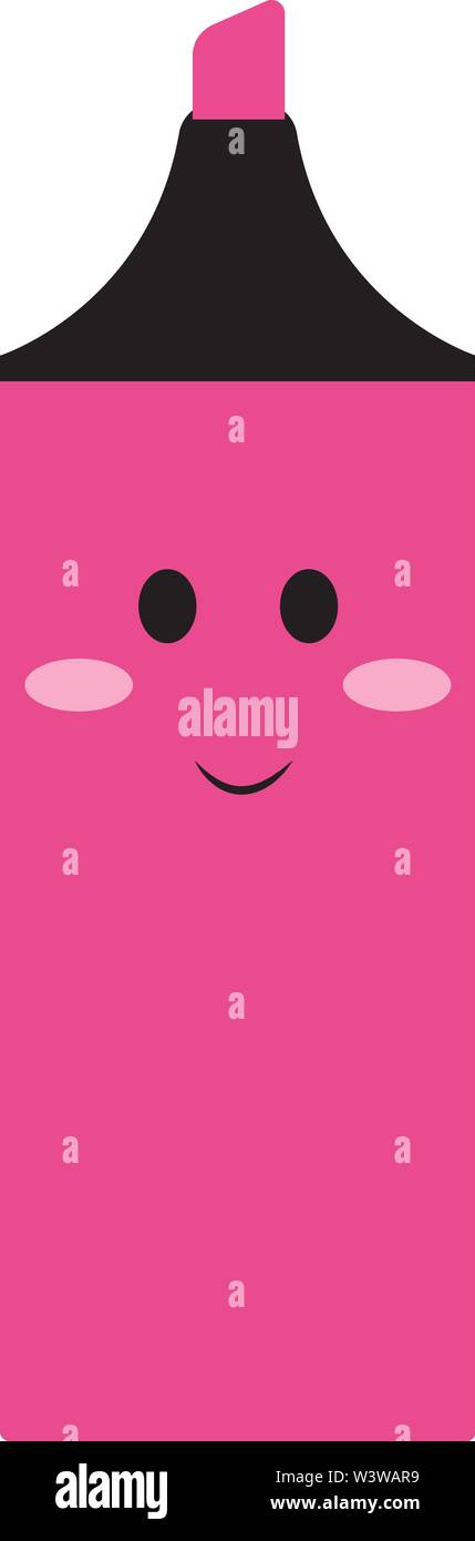 Pink happy marker, illustration, vector on white background Stock ...