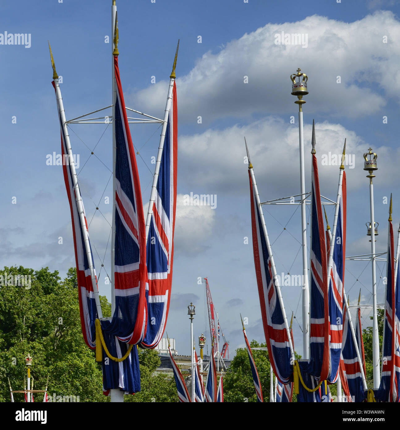 London, United Kingdom, June 2018. The flags of the United Kingdom in ...