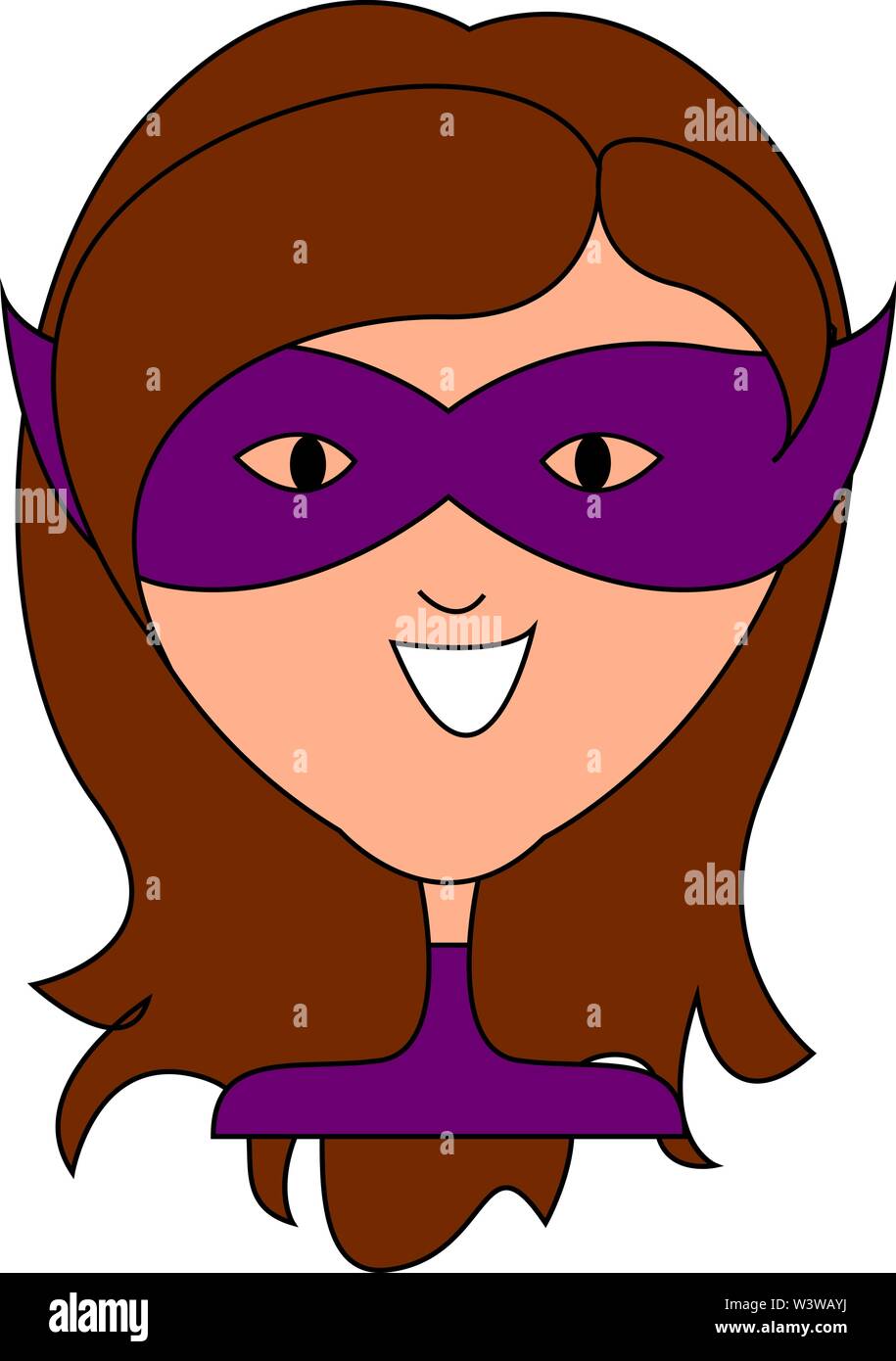 Woman with purple mask, illustration, vector on white background Stock ...