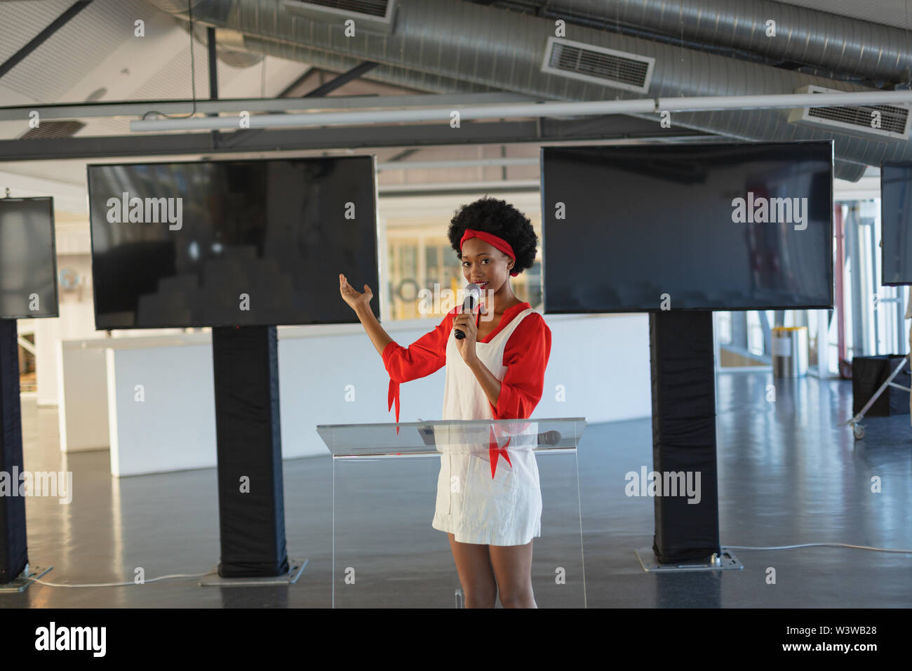 Female executive practicing her speech in the conference room Stock ...