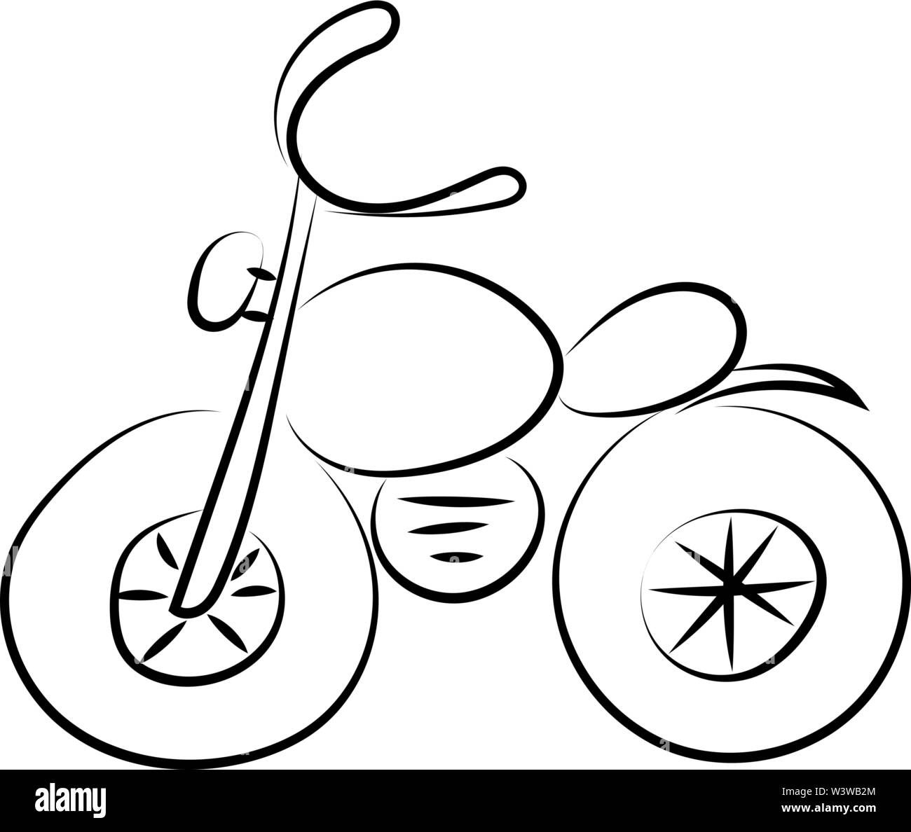 Motorcycle drawing, illustration, vector on white background Stock ...