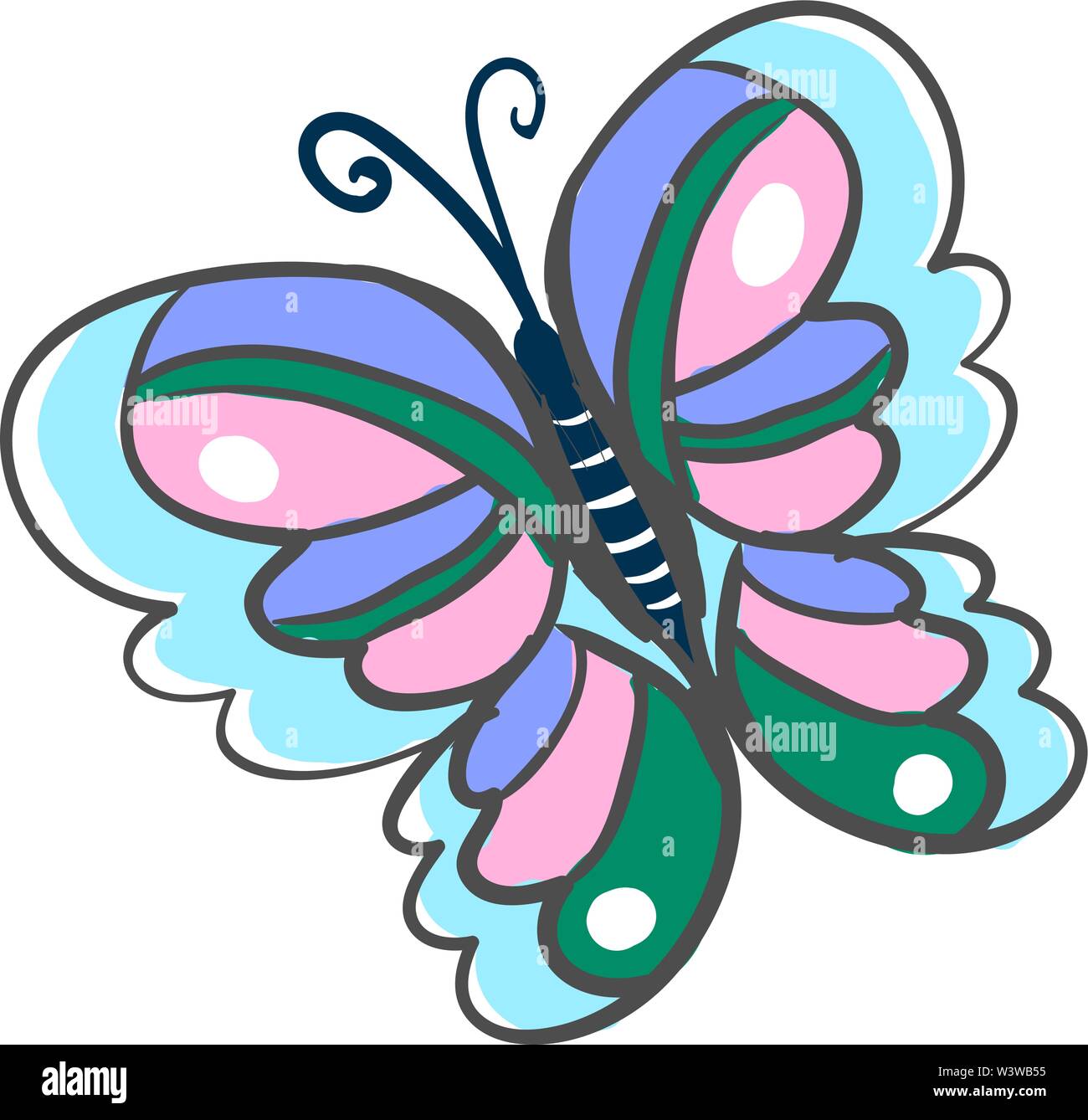 Multicolor butterfly, illustration, vector on white background Stock ...