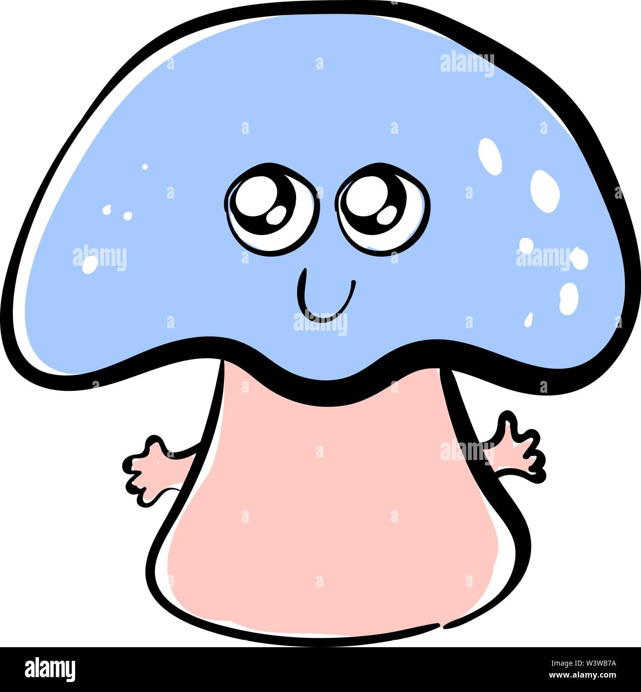 Blue mushroom, illustration, vector on white background Stock Vector ...